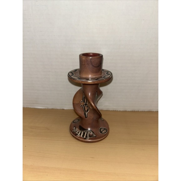 Accents | Hand Carved Candle Stick Holders Soap Stone Fish Design Bone ...